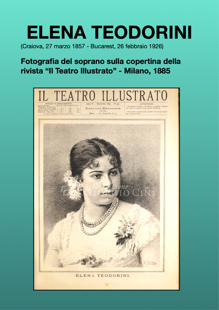 Anniversario. A 99 anni dalla morte del soprano romeno Elena Teodorini ...